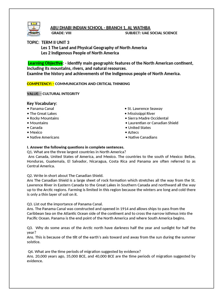 GR 8 Usst Term 2 Les 1 and 2 Notes | PDF