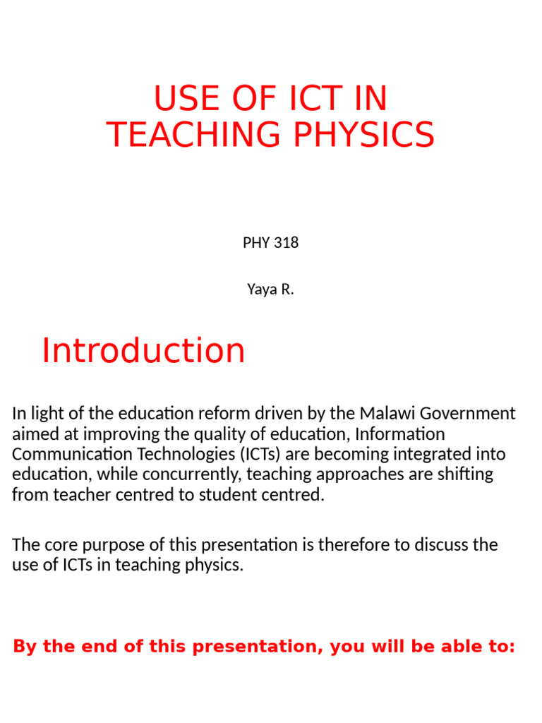 Use of Ict in Teaching Physics | PDF