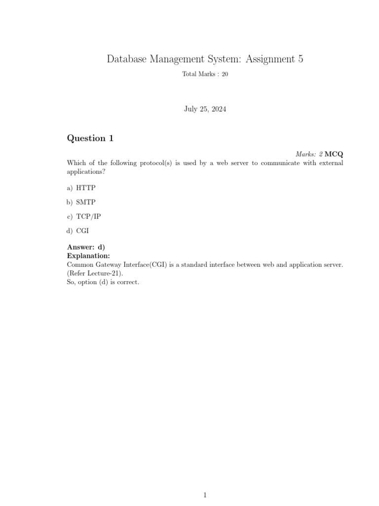 DBMS Assignment 5 July 2024 | PDF
