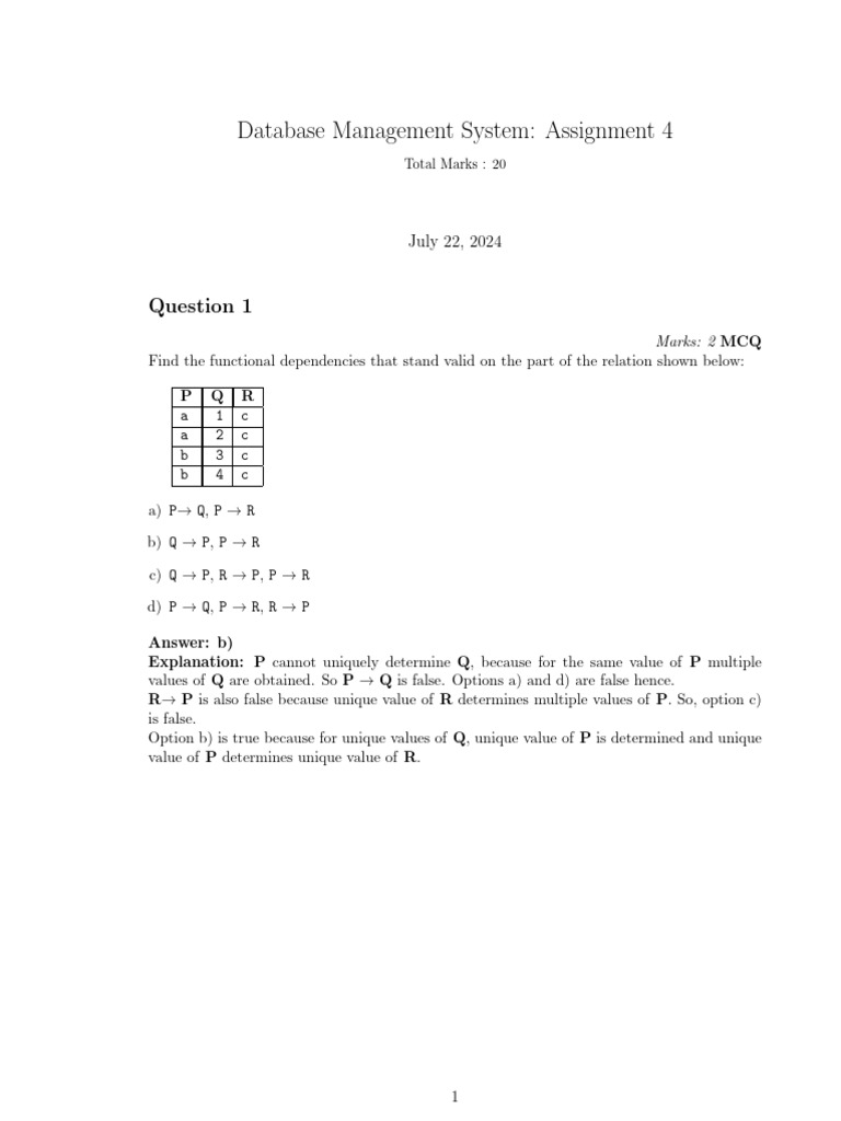 DBMS Assignment 4 July 2024 | PDF