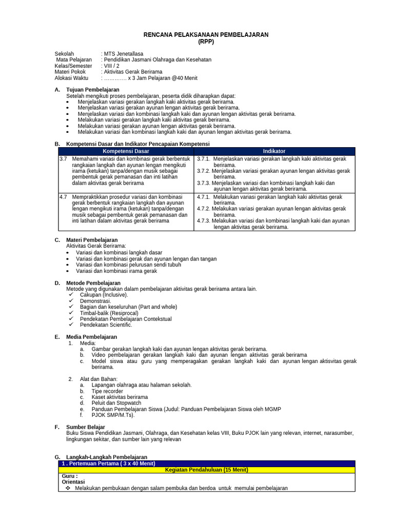 RPP 7 - Gerak Berirama | PDF