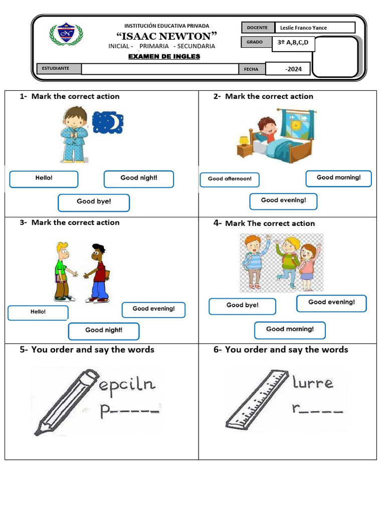 Exmen Ingles 3A - Leslie Franco | PDF