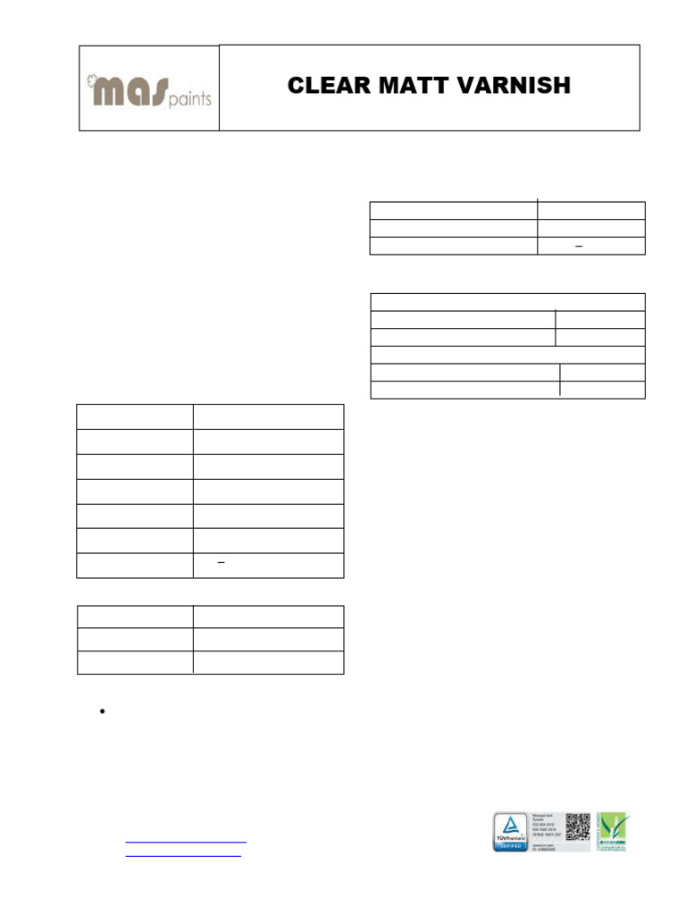 Clear Matt Varnish Datasheet | PDF