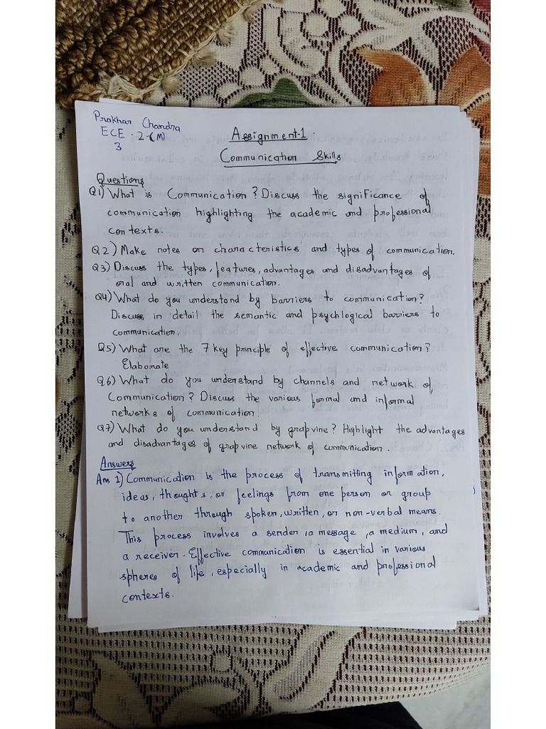 Communication Skills Assignment 1 | PDF