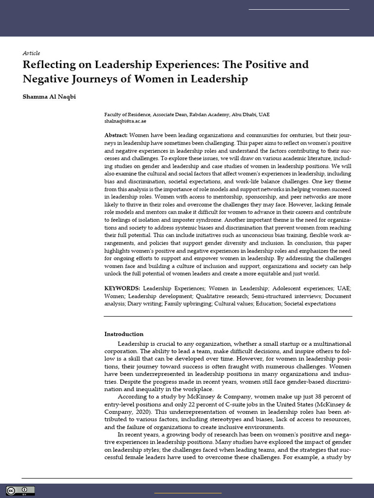 Reflecting On Leadership Experiences The Positive | PDF