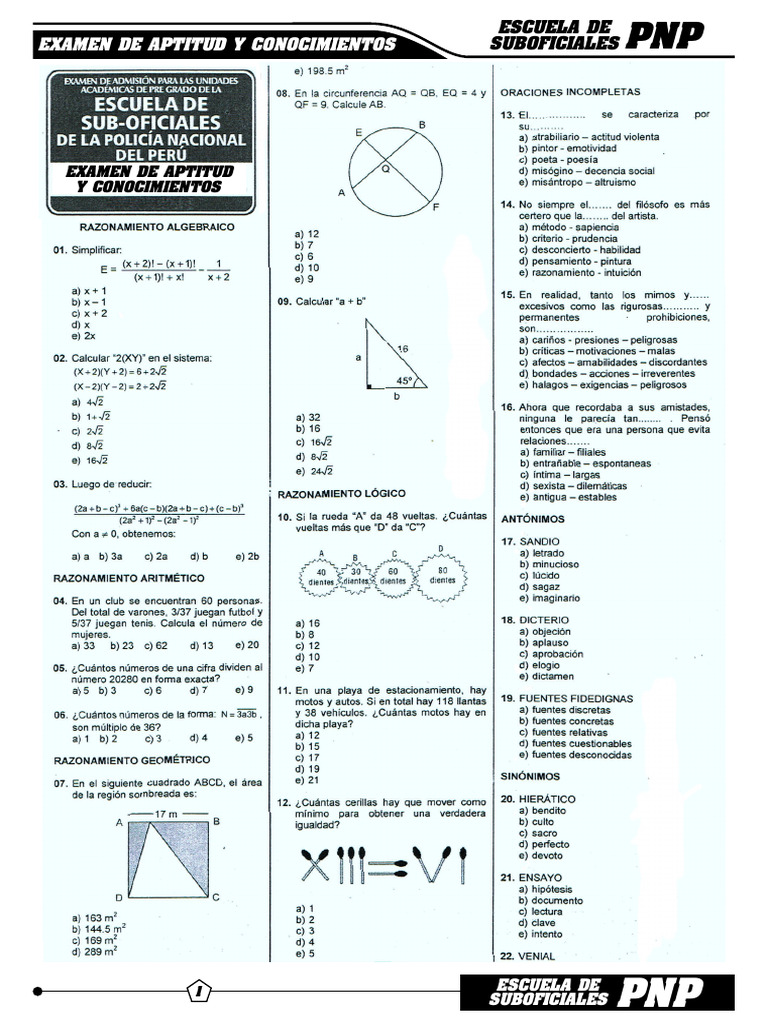 Examen Conocimientos PNP - V | PDF