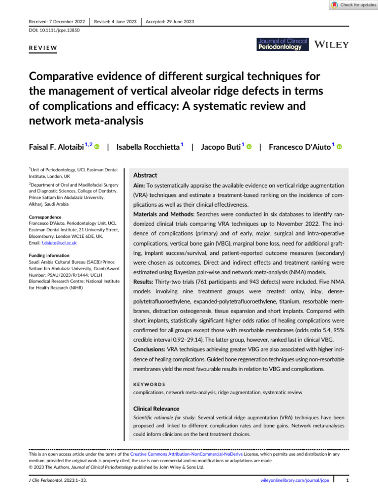 Comparative Evidence of Different Surgical Techniques - SYSTEMATIC ...