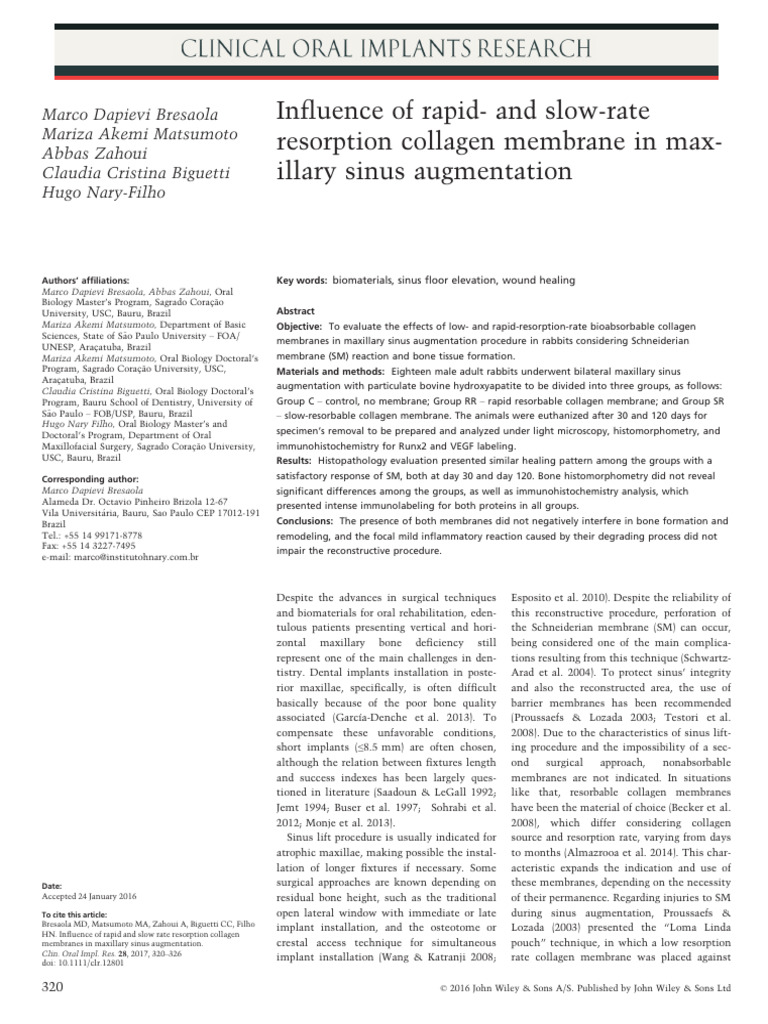 Influence of Rapid and Slow-Rate Resorption - BRESAOLA | PDF
