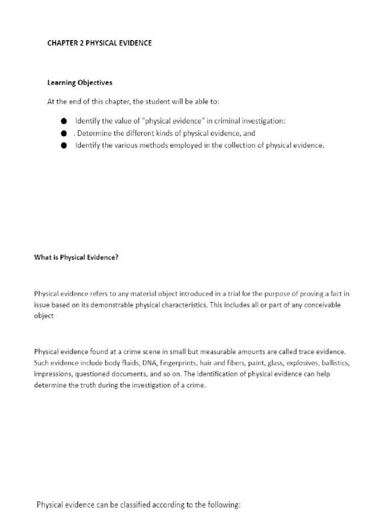 Chapter 2 Physical Evidence | PDF