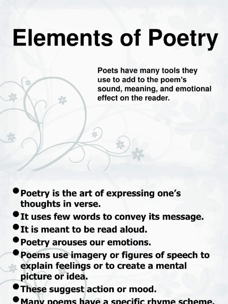 Elements of Poetry | PDF
