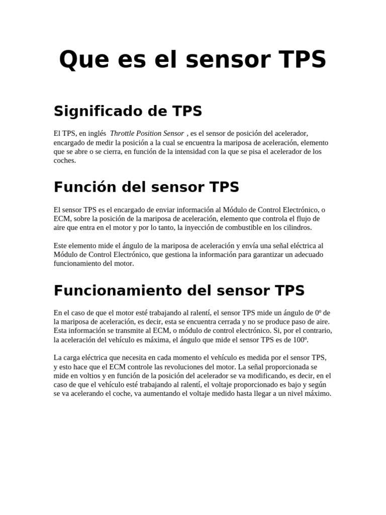 sensor TPS | PDF