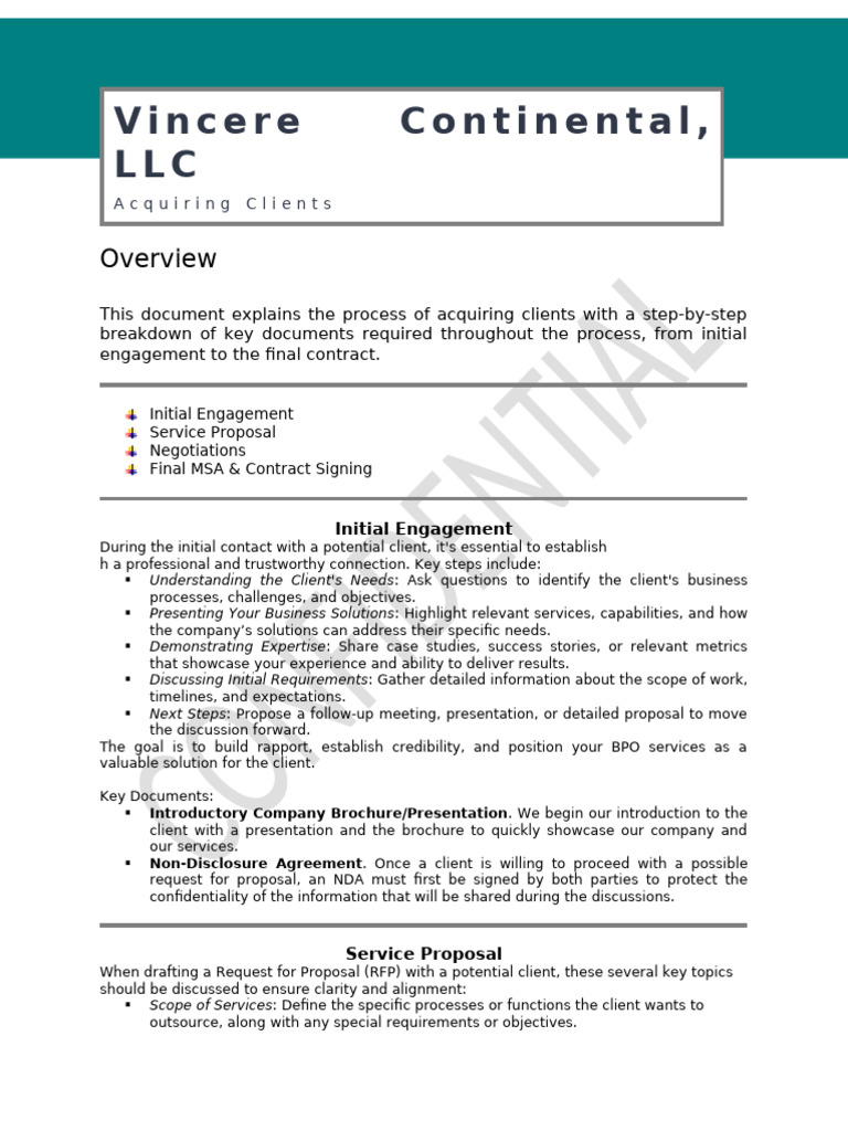 Process For Acquiring Clients (INCOMPLETE) | PDF