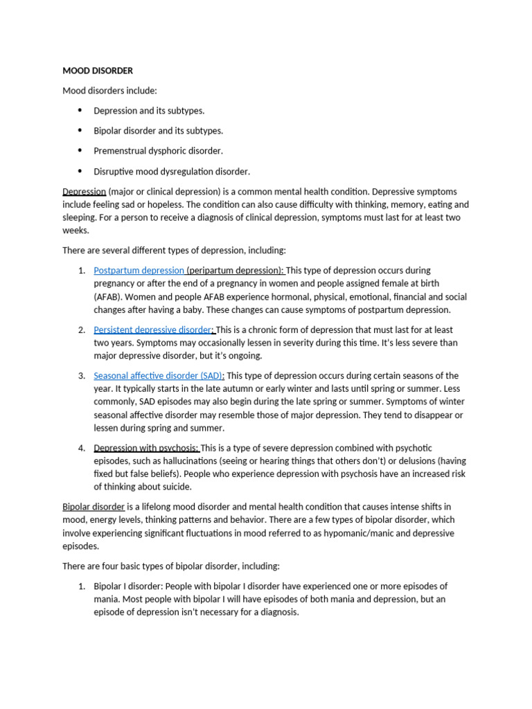 Mood Disorder | PDF