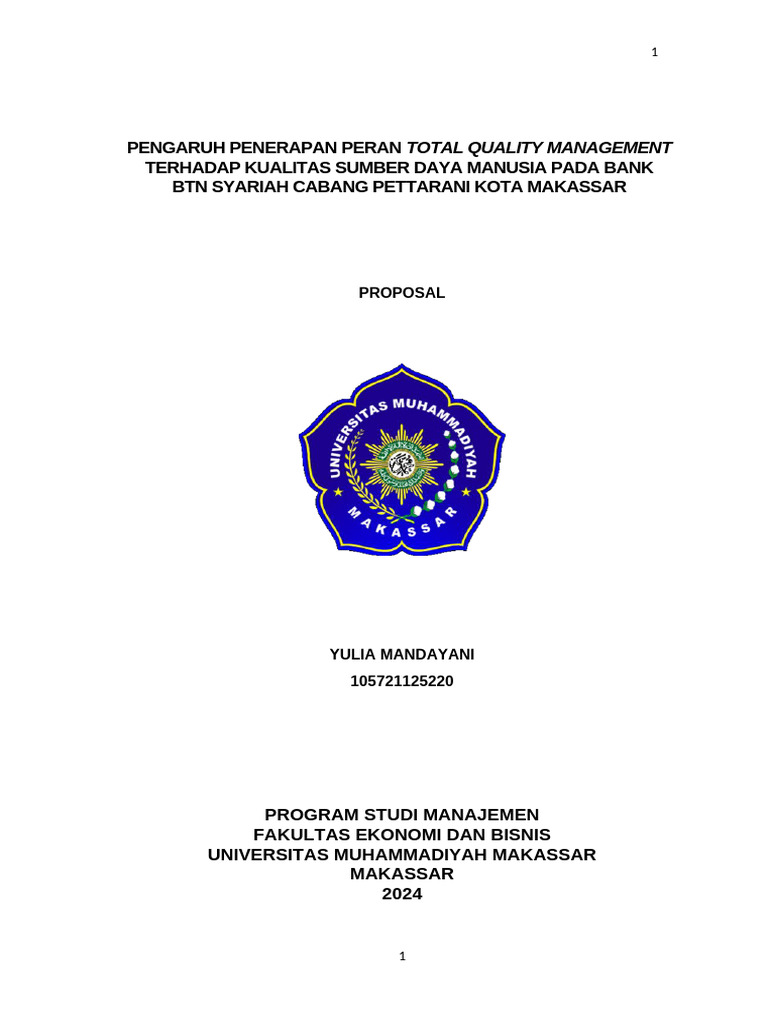 Pengaruh Penerapan Peran Total Quality Management Terhadap Kualitas ...