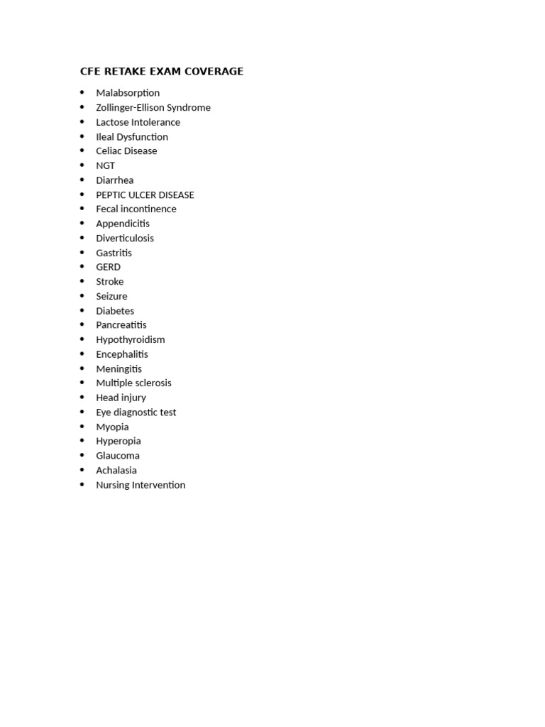 Cfe Retake Exam Coverage | PDF