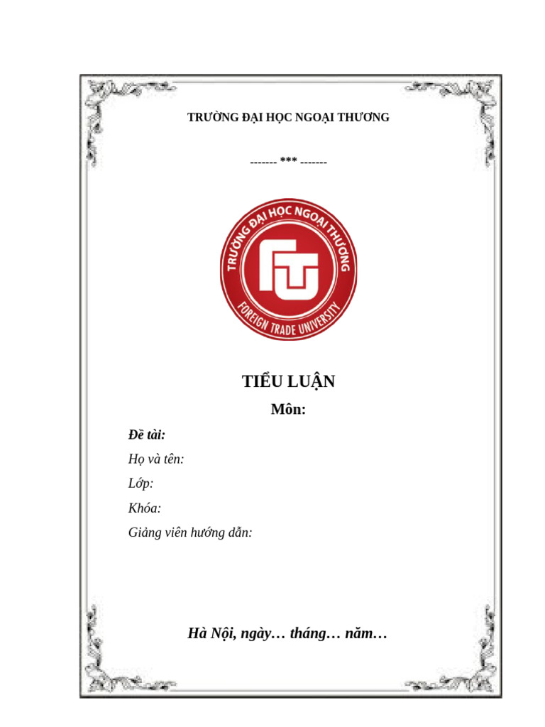 Mau Bia Tieu Luan Dai Hoc Ngoai Thuong | PDF