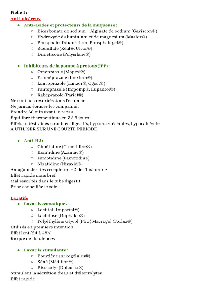 Fiches Pharmaco Léa | PDF