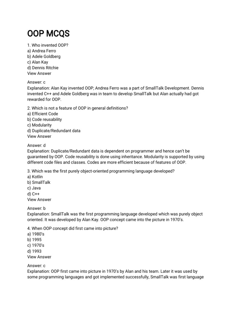 Oop MCQS | PDF