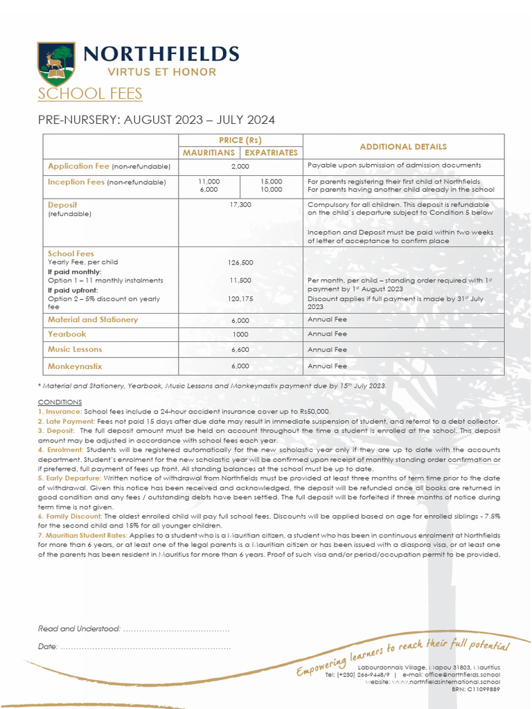 Fees 2023 2024 PN | PDF | Fee | Payments