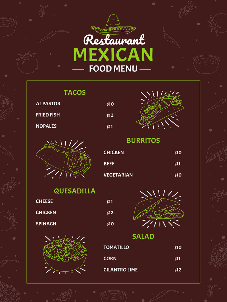 Wepik Doodle Monocolor Restaurant Mexican Food Menu 20240810003030pfk8 ...