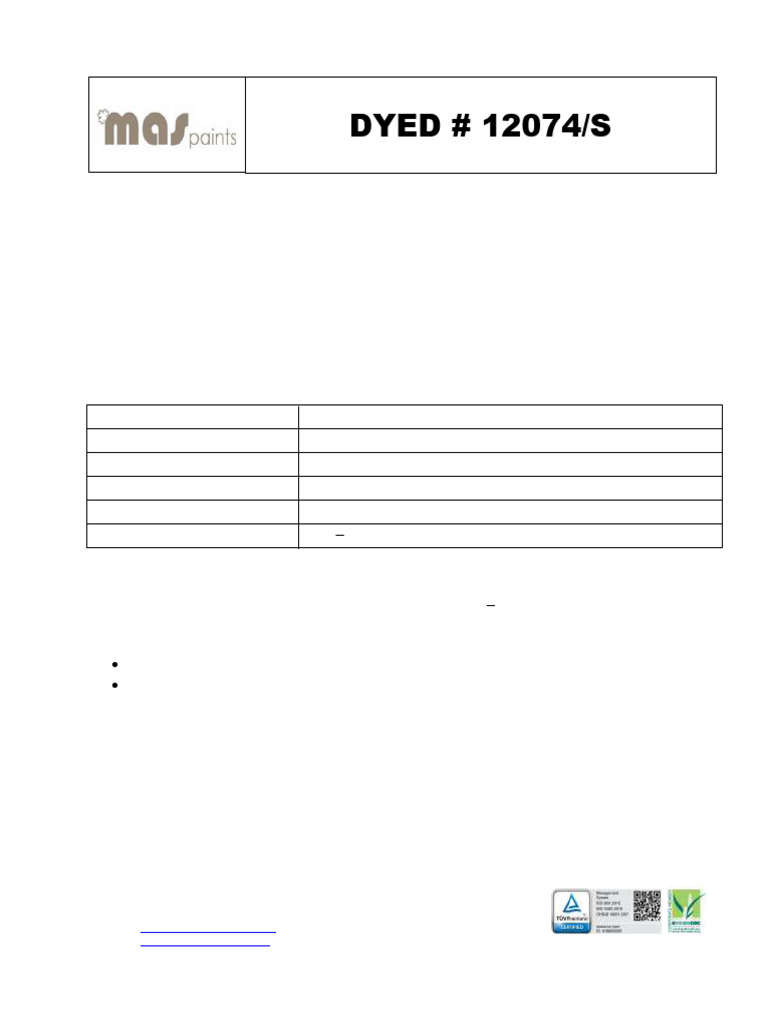 Dyed 12074 S Datasheet | PDF