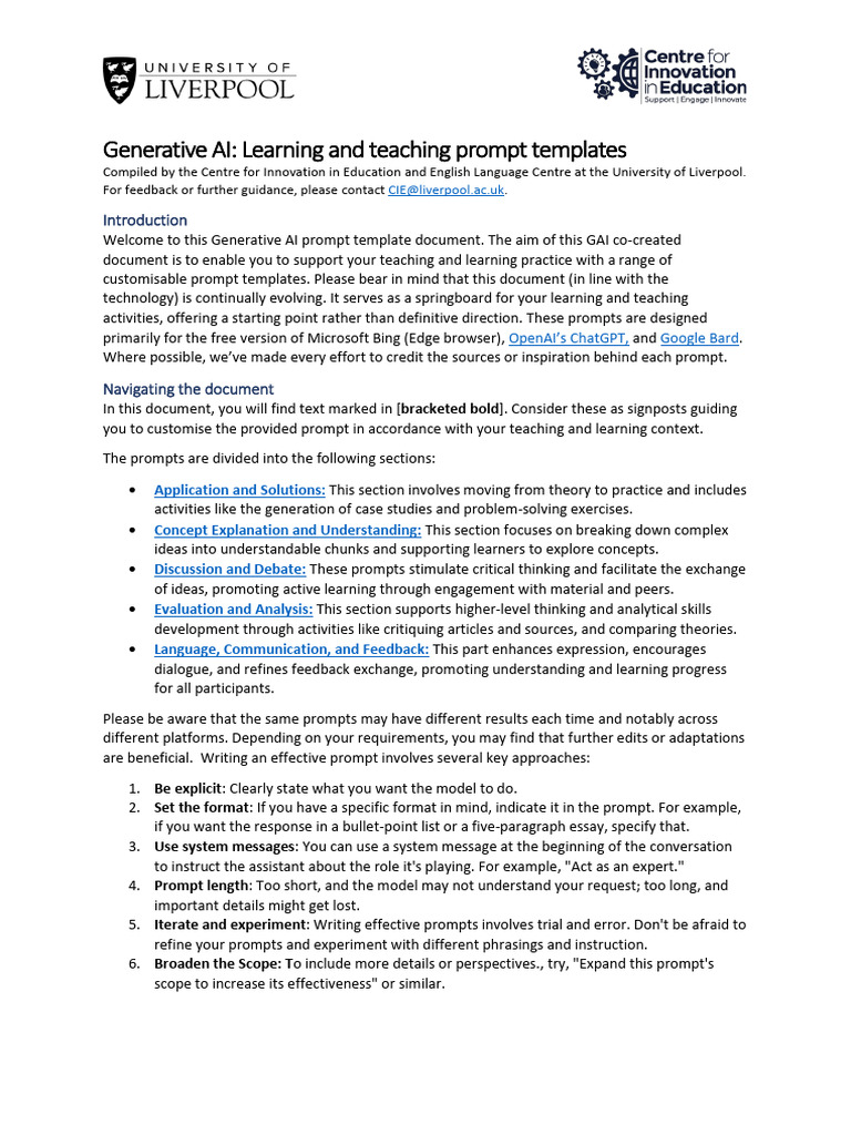 Learning and Teaching Prompt Templates | PDF