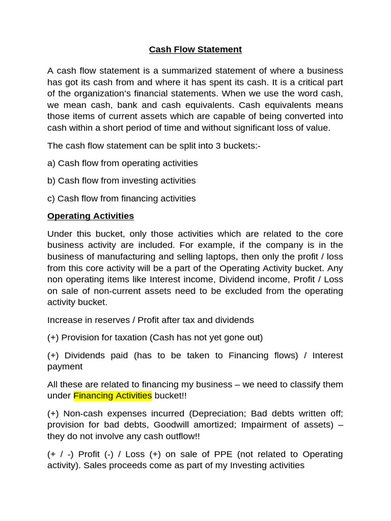 Cash Flow Statement | PDF