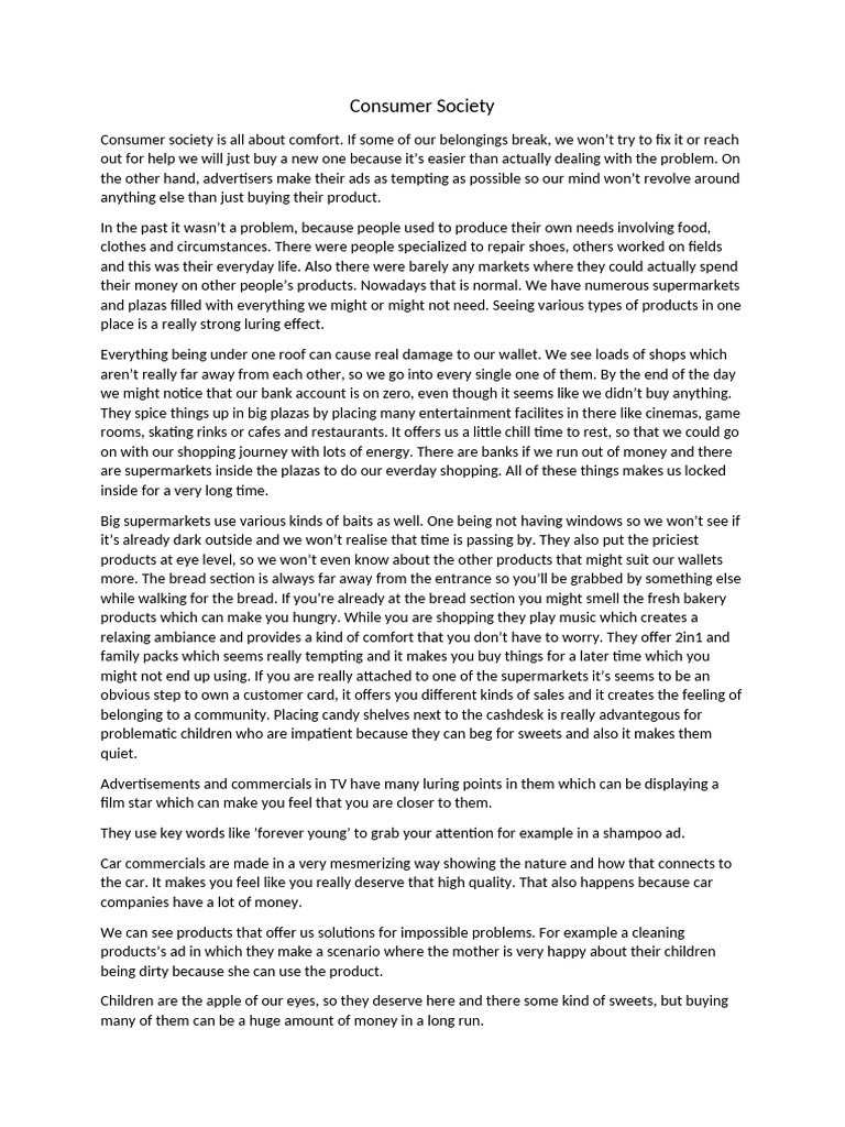 Consumer Society | PDF
