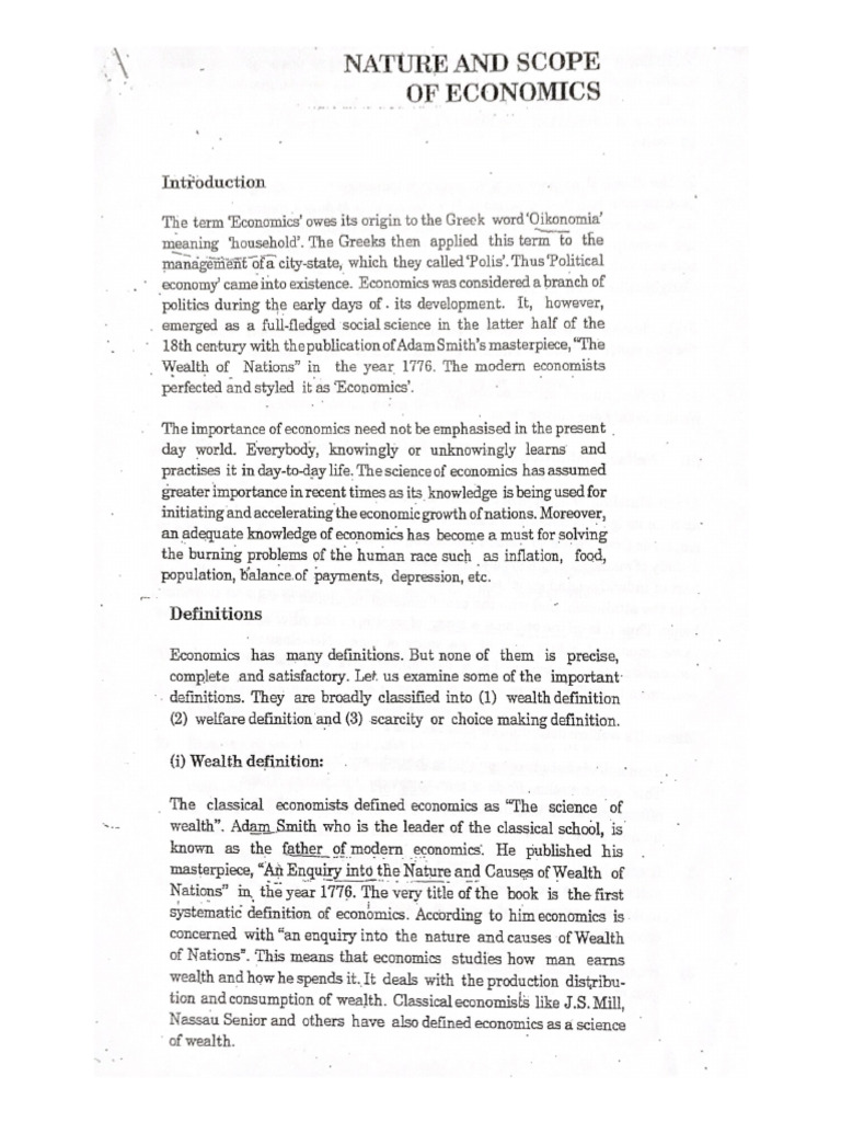 Nature and Scope of Economics | PDF