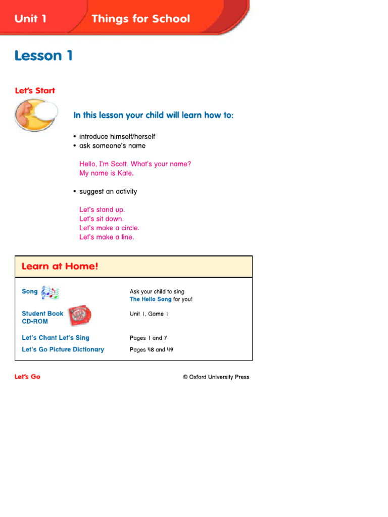 Lets Go Lesson 1 | PDF