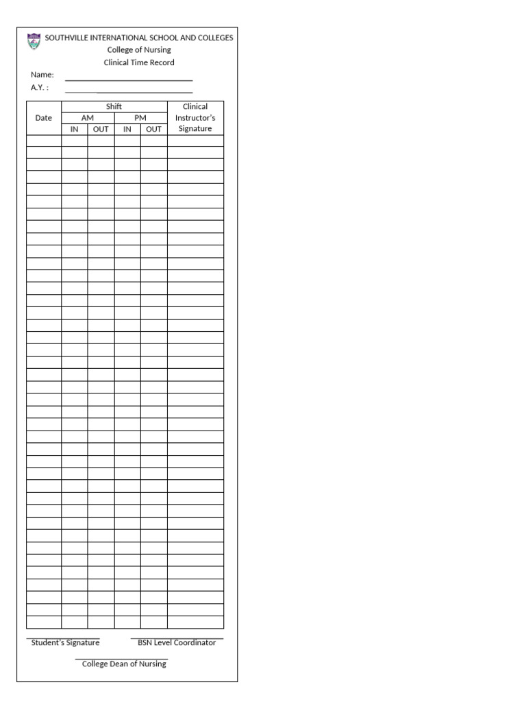 clinical time record (1) - CTR form | PDF
