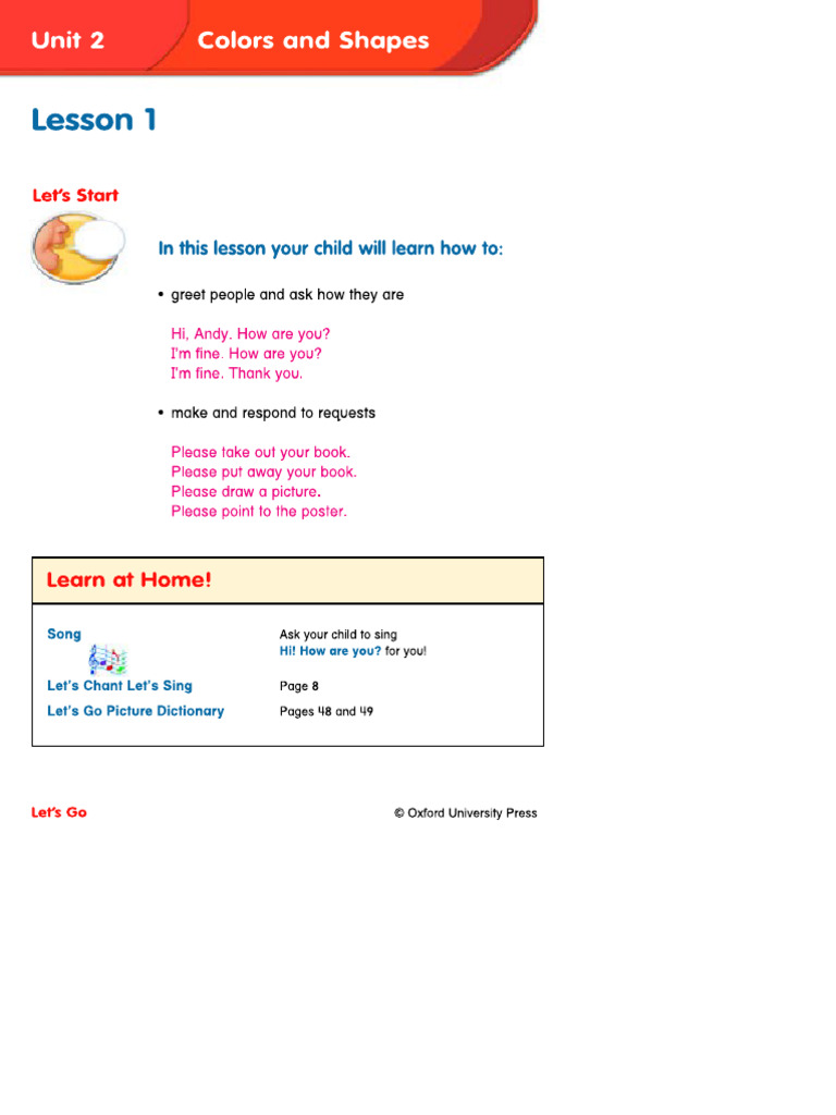 Lets Go Lesson 2 | PDF