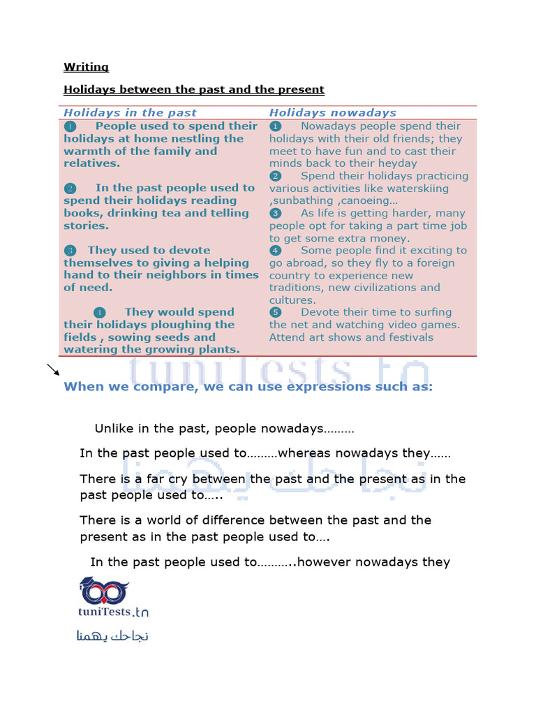 Cours - Bac-Anglais-module 1 Lesson One - Holidays Between Past and ...