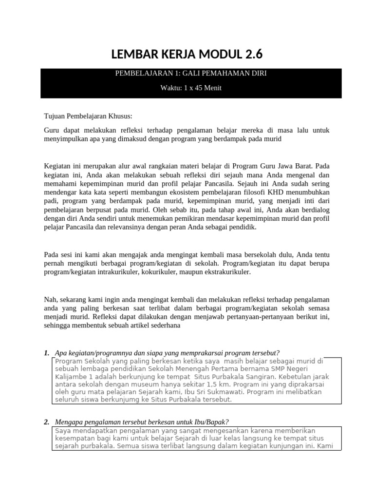 Lembar Kerja Modul 2.6 | PDF