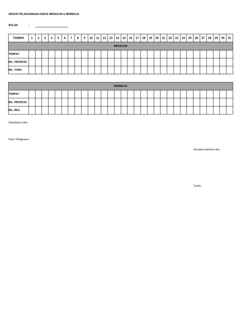Contoh Rekod Meracun Dan Membaja | PDF