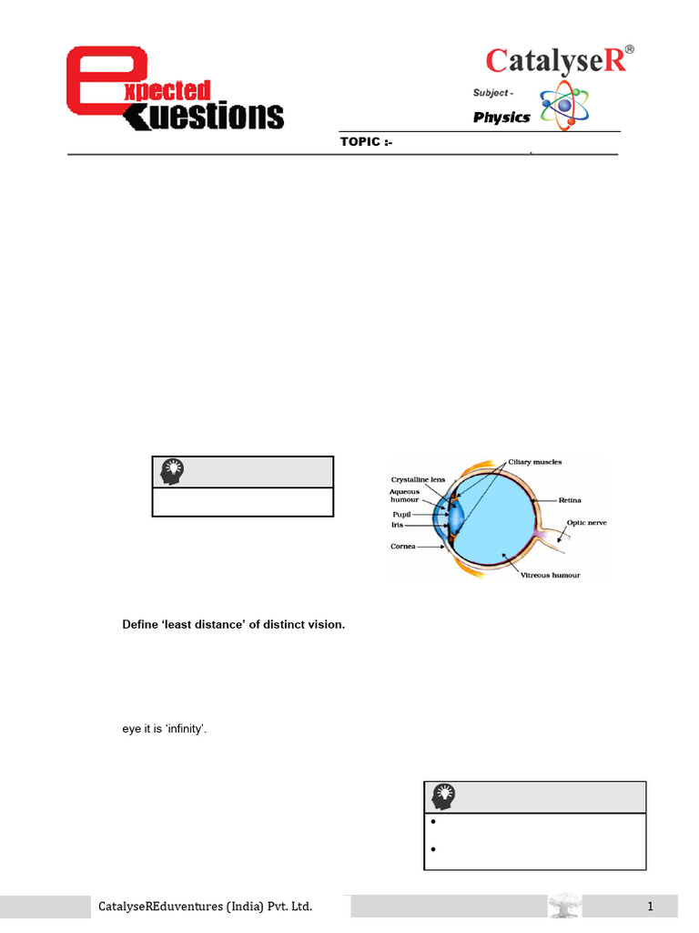 Human Eye & Colourful World - Answer Key | PDF