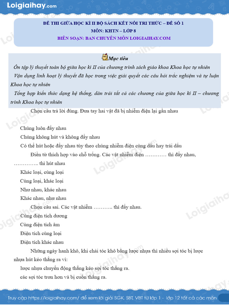 De Thi Giua Hoc Ki 2 KHTN 8 Ket Noi Tri Thuc de So 1 1705562456 | PDF