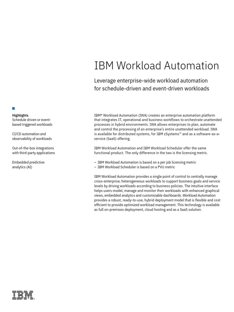 IBM Workload Automation | PDF