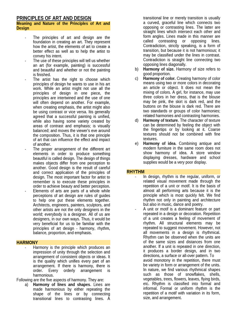 Principles of Art and Design | PDF