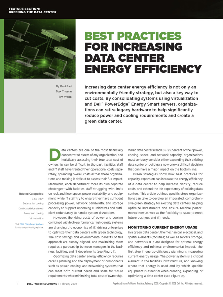 Best Practices For Increasing Data Center Energy Efficiency | PDF
