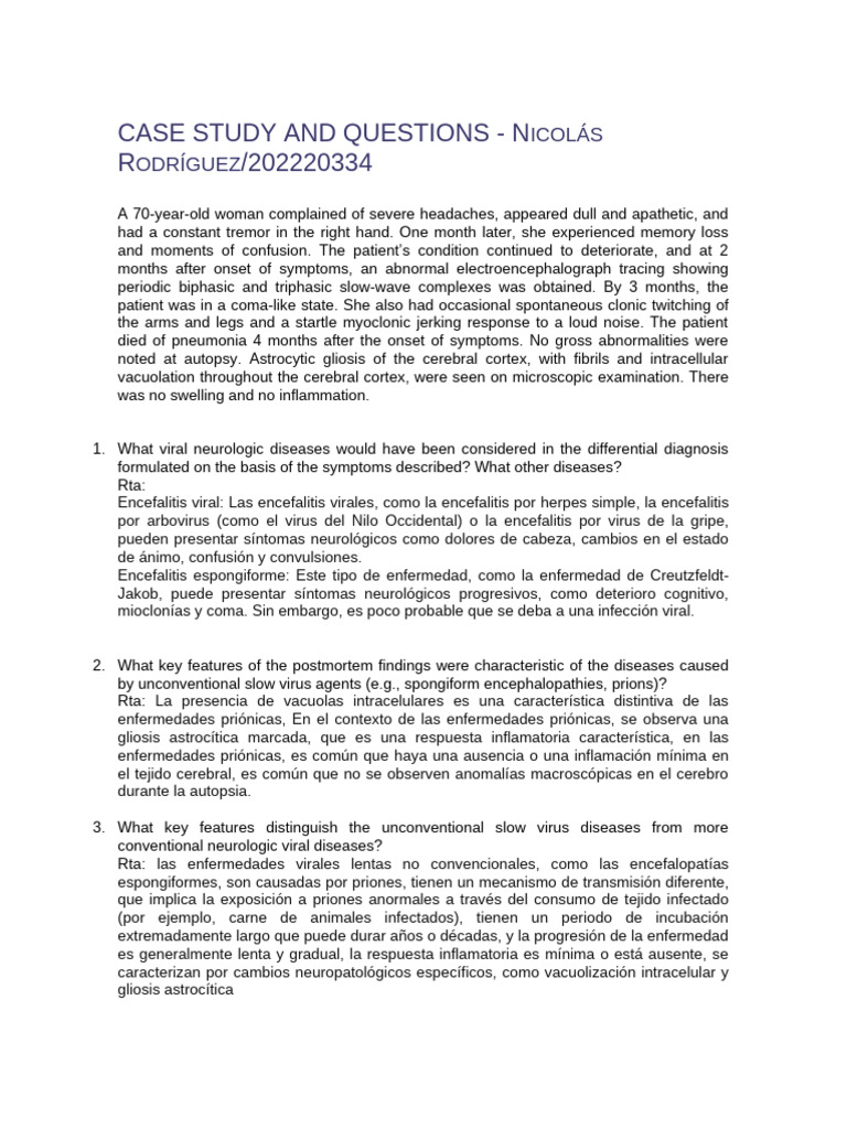 Case Study and Questions Prion | PDF