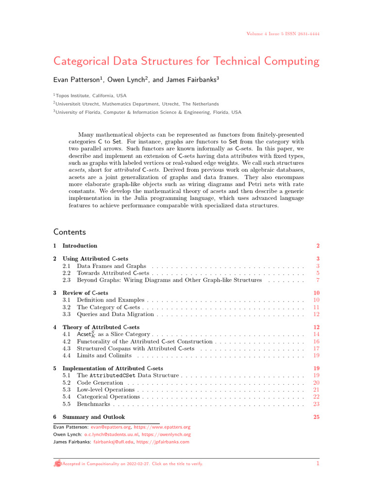 Categorical Data Structures For Technical Computing: Evan Patterson, Owen Lynch, and James ...