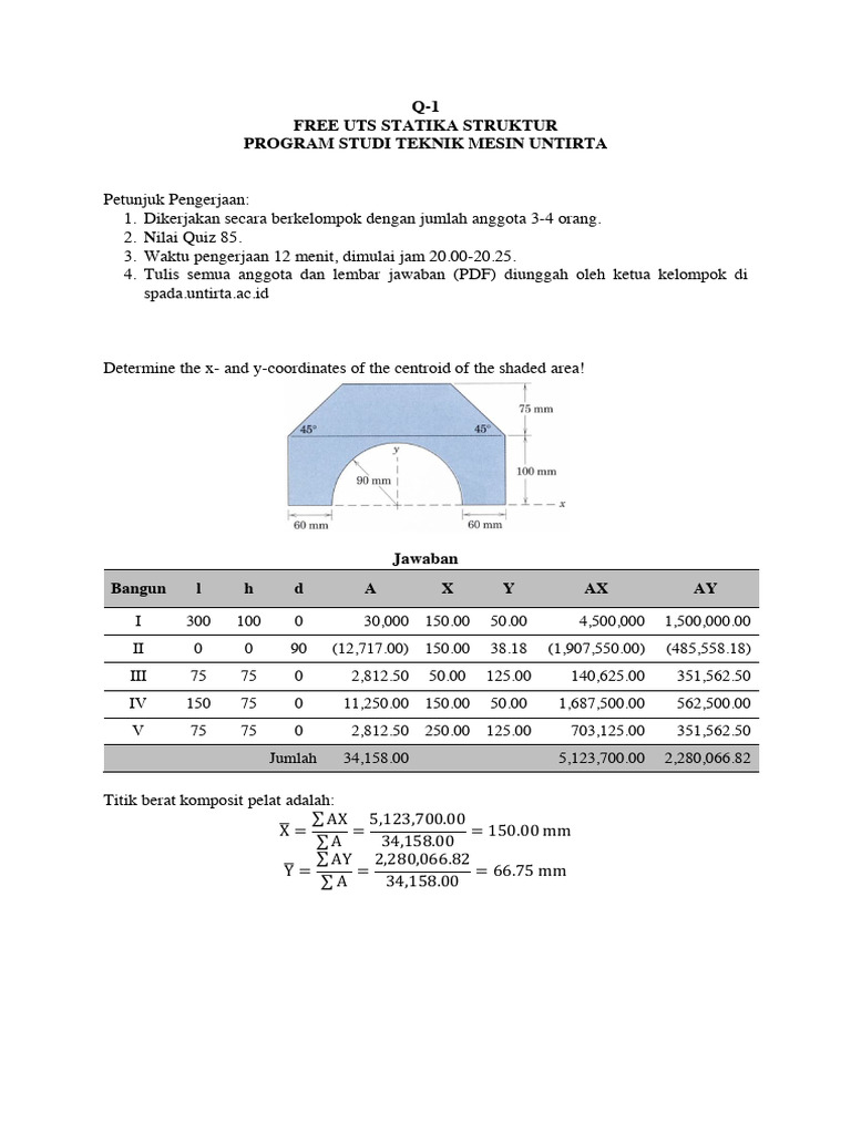 2023 Q1 Statika Struktur - Kunci Jawaban | PDF