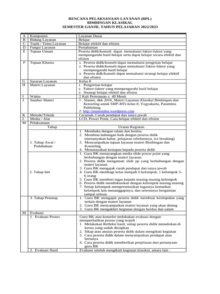 RPL Cara Belajar Efektif Dan Efisien Ganjil | PDF