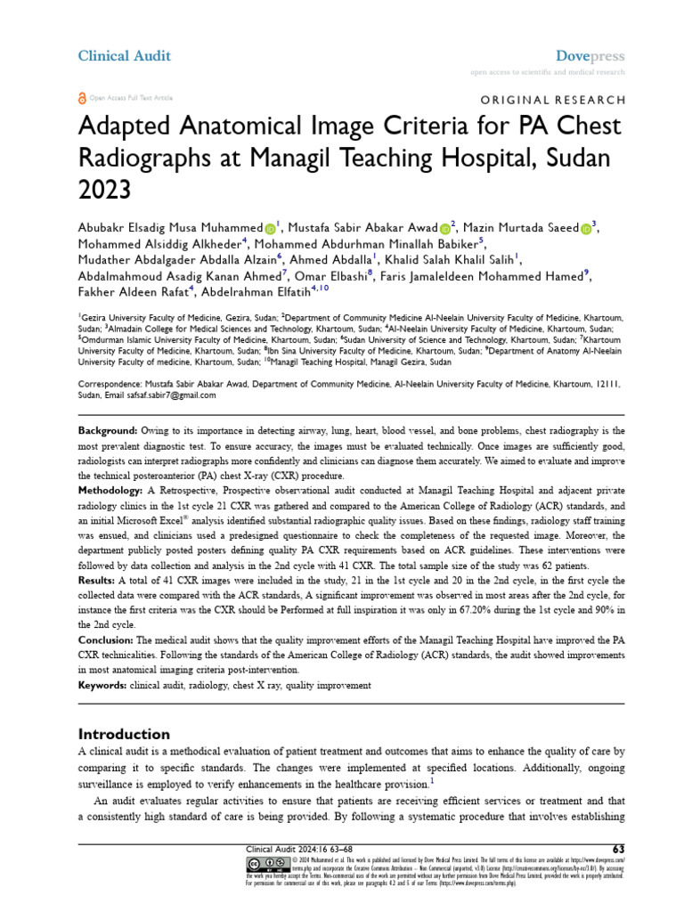 CA 471597 Adapted Anatomical Image Criteria For Pa Chest Radiographs ...
