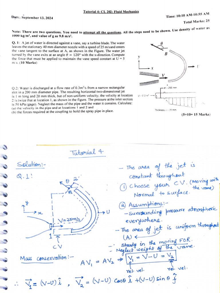 Solution Tut4 2024 CL202 | PDF