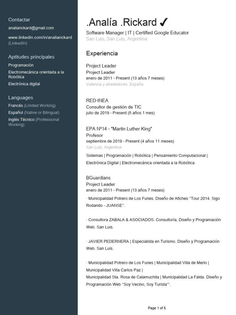 CV Linkedin | PDF | Soporte técnico | Mesa de ayuda
