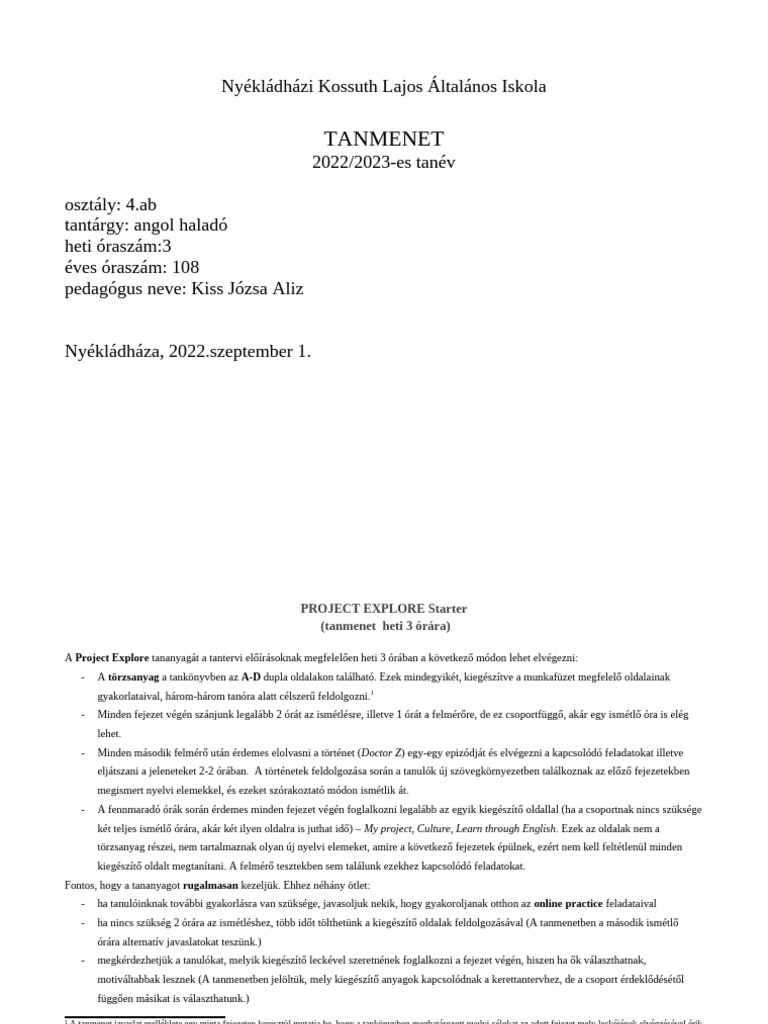 Projectexplorestarter Tanmenet | PDF