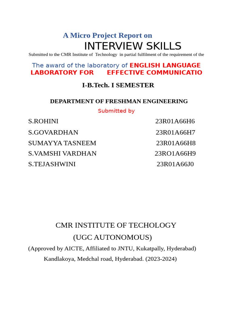 A Micro Project Report On | PDF