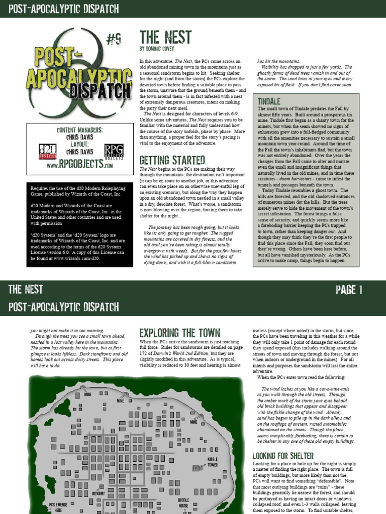Sourcebook - Post-Apocalyptic Dispatch #009 The Nest - RPGObjects | PDF